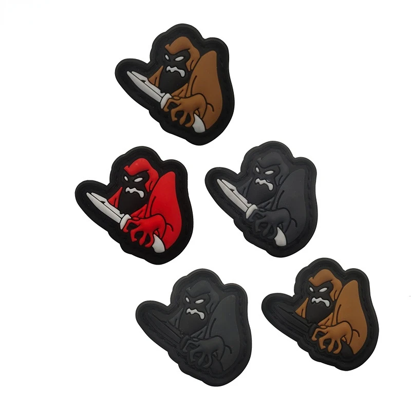 3-5cm-Mini-Chimpanzee-Hook-Loop-Patch-Custom-PVC-3D-Rubber-Morale-Badge ...