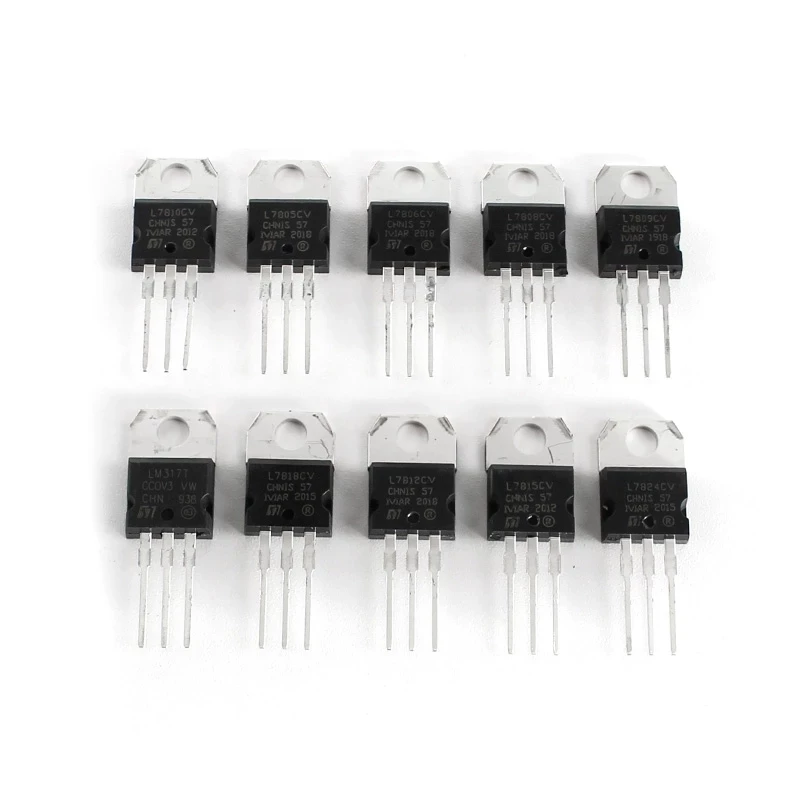 50PCS 10Value Voltage Regulator Kit Box LM317T L7805CV L7806 L7808 L7809 L7810 L7812 L7815 L7818 ...