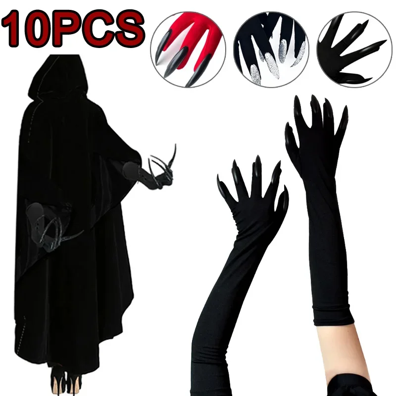 Halloween-Long-Nails-Scary-Gloves-Cosplay-Show-Props-Costume ...