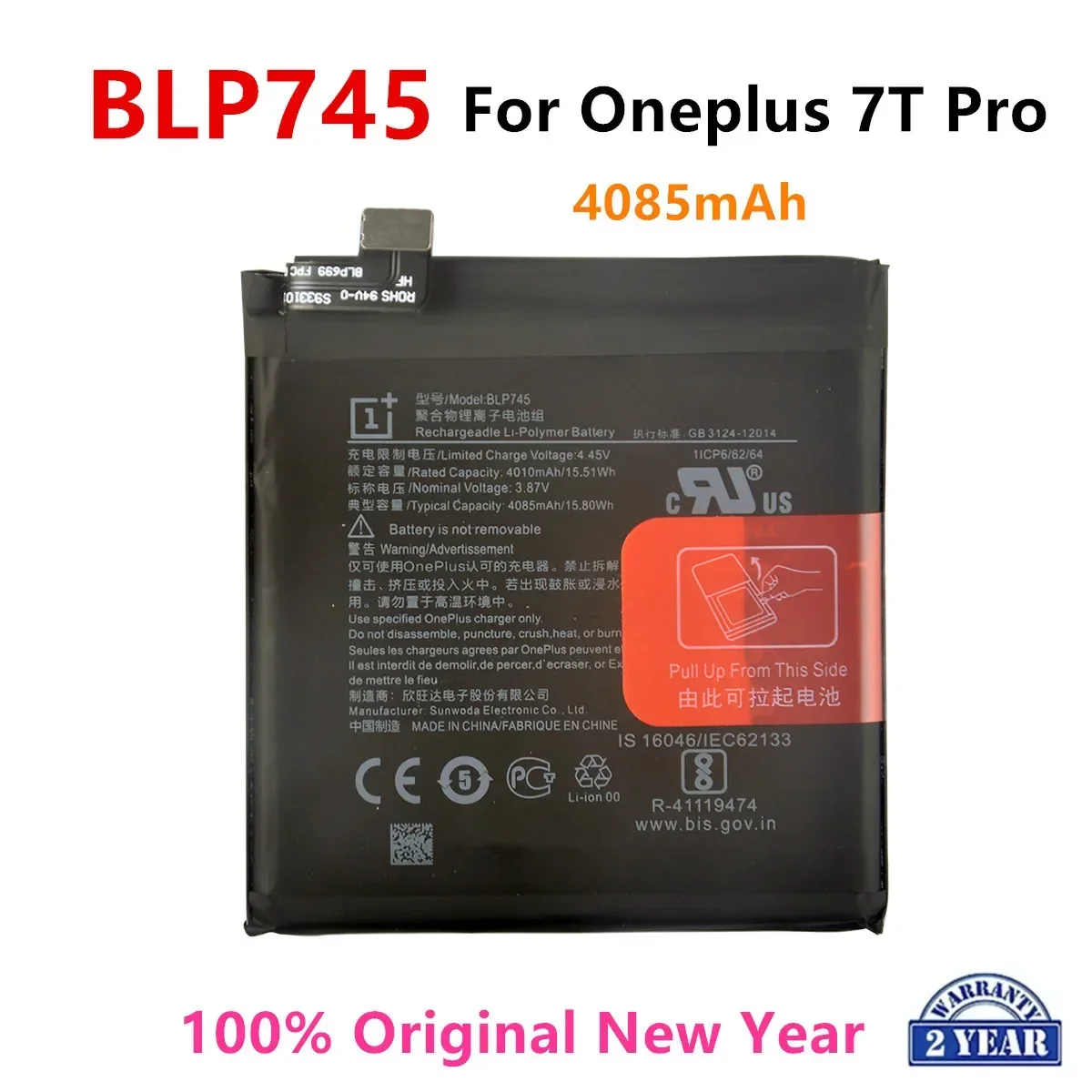 100-Orginal-BLP745-4085mAh-Replacement-Battery-For-OnePlus-7T-Pro ...
