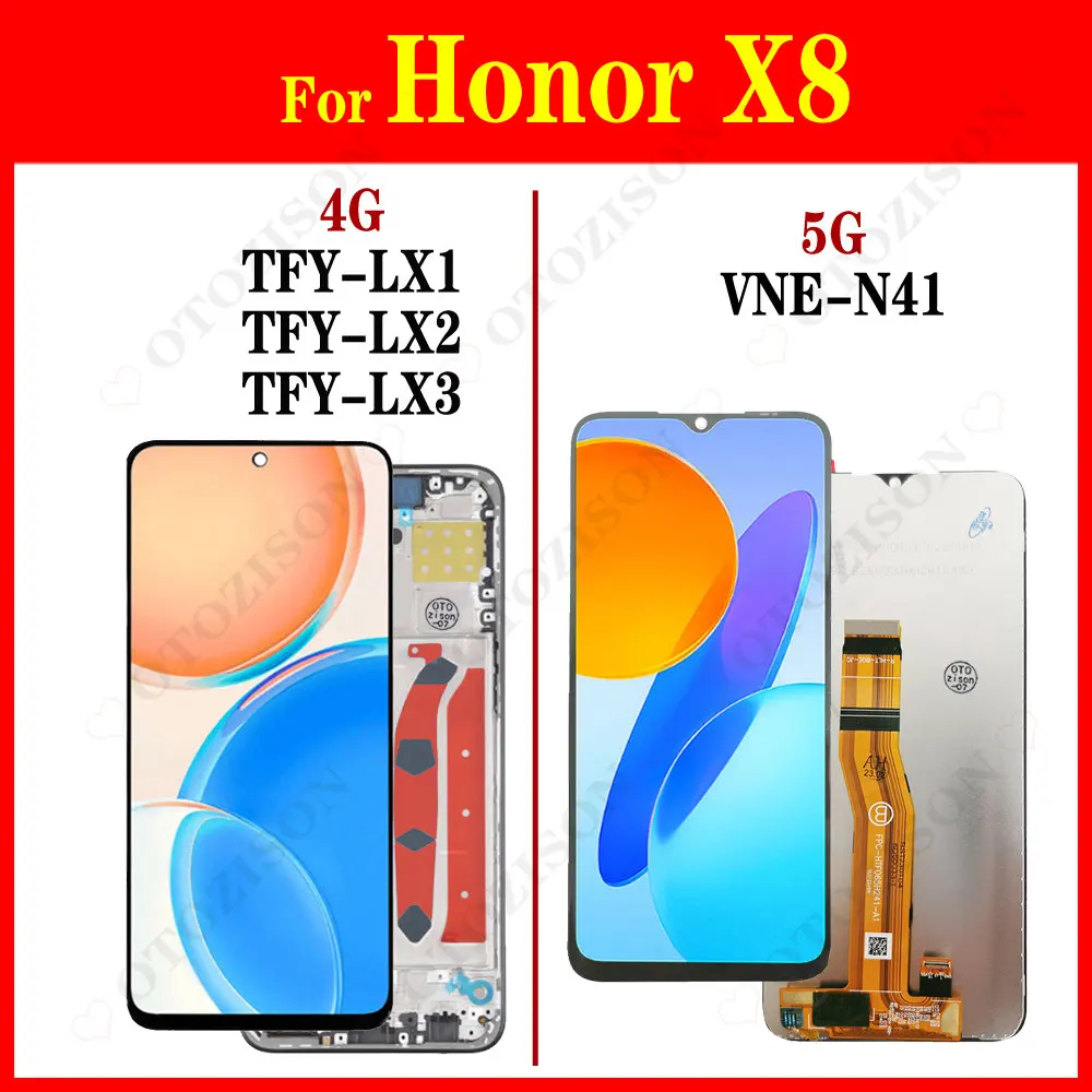 For Honor X8 5G VNE N41 LCD With Frame Display For Huawei Honor X8 4G ...