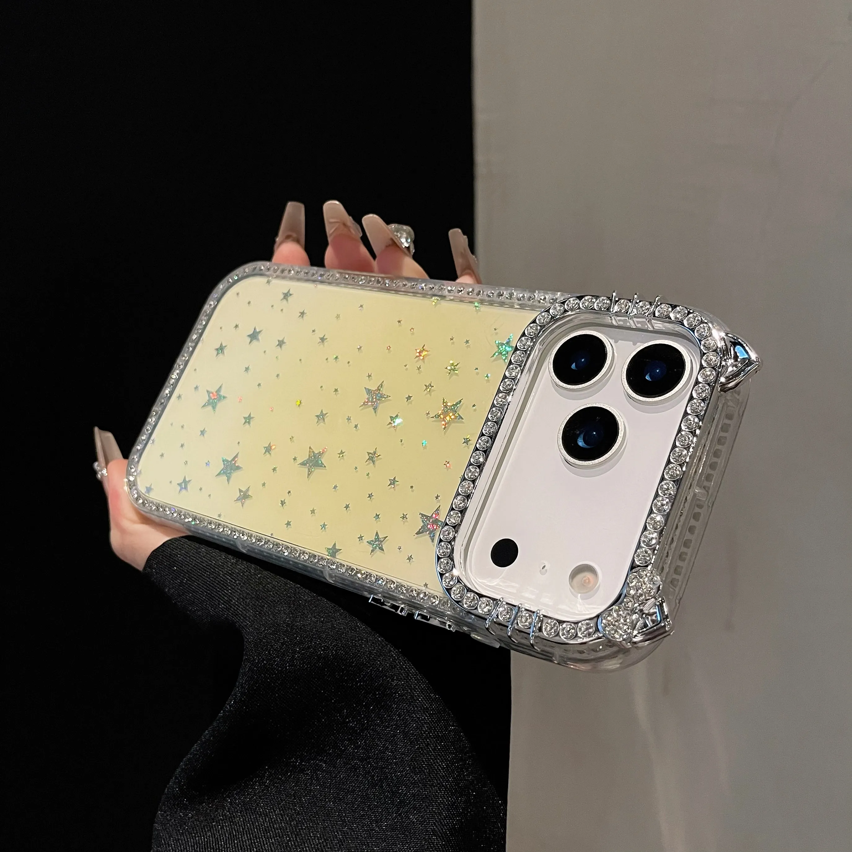 Korean Cute 3D Kitten Cats Ear Diamond Phone Case For iPhone 17 16 15 ...