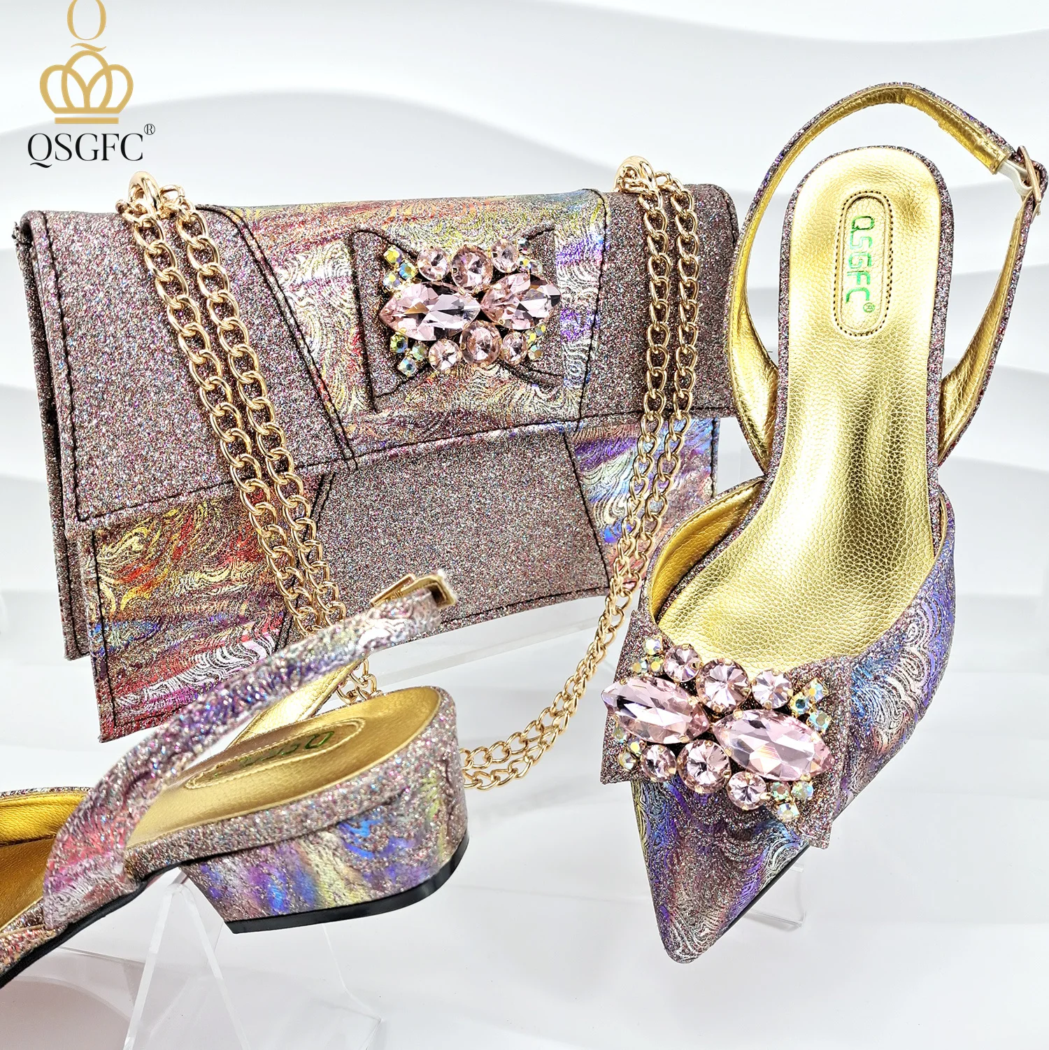 Italian-Design-Elegant-Evening-Shoes-And-Bag-Set-African-Crystal ...
