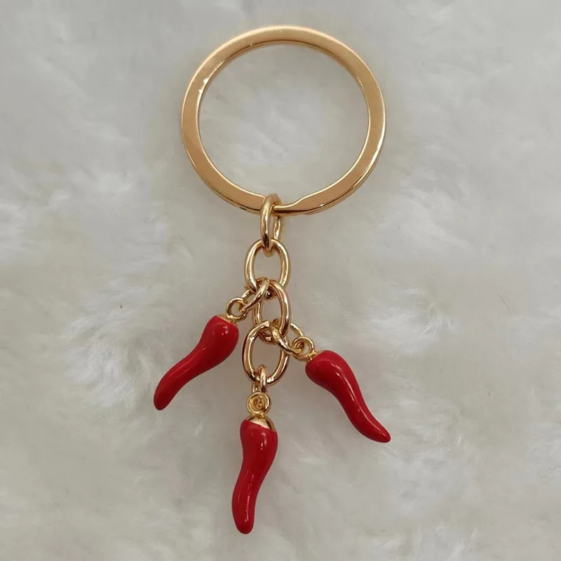 Mini enamel red pepper key chain Lovely red pepper Keychain as a gift