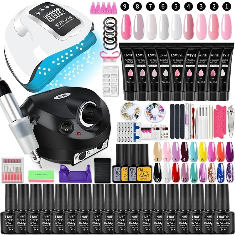 Gel-Nail-Polish-Set-Poly-Nail-Gel-Kit-With-Nail-Lamp-Semi-Permanent-Gel ...