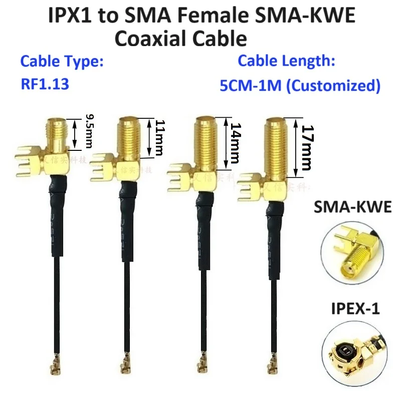 IPX-to-SMA-Female-SMA-KWE-RF1-13-Coaxial-Cable-IPX1-to-PCB-Mount-SMA ...
