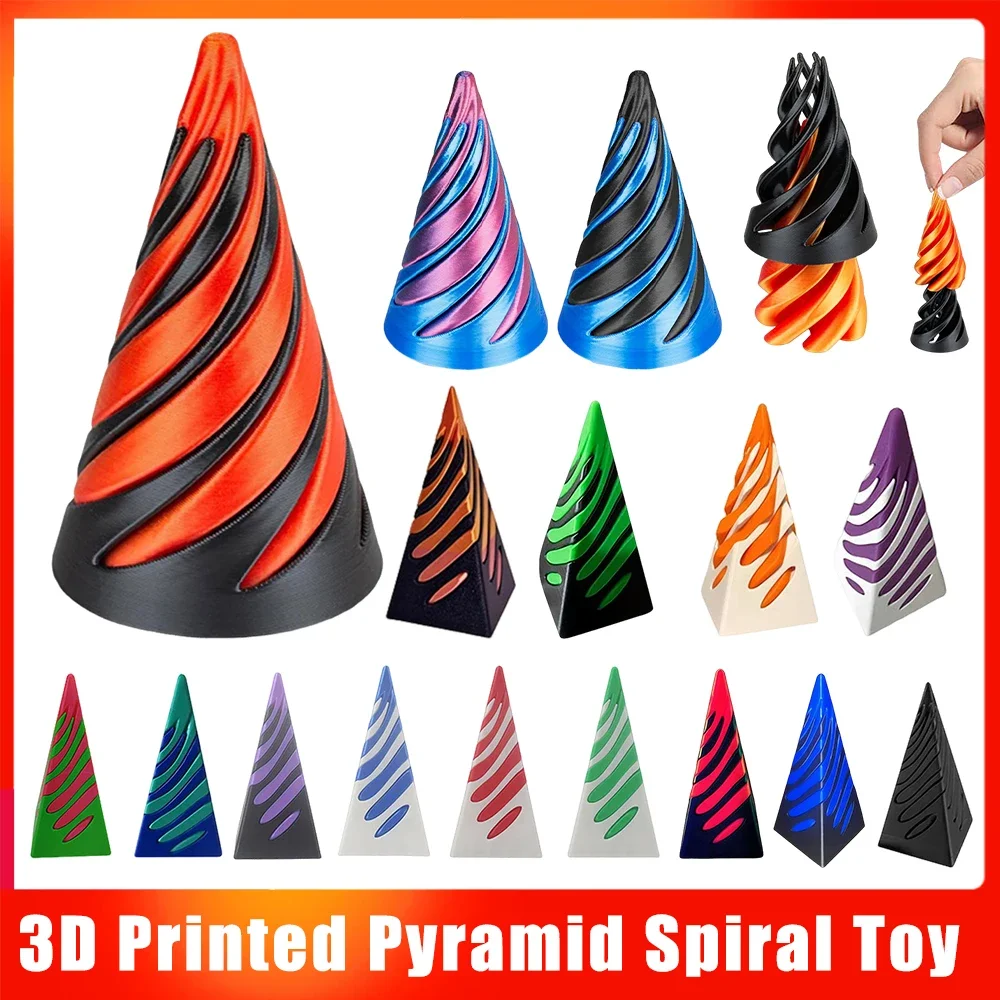 Pyramid-Helix-Screw-Fidget-Toy-3D-Printed-Spiral-Cone-Decompression ...