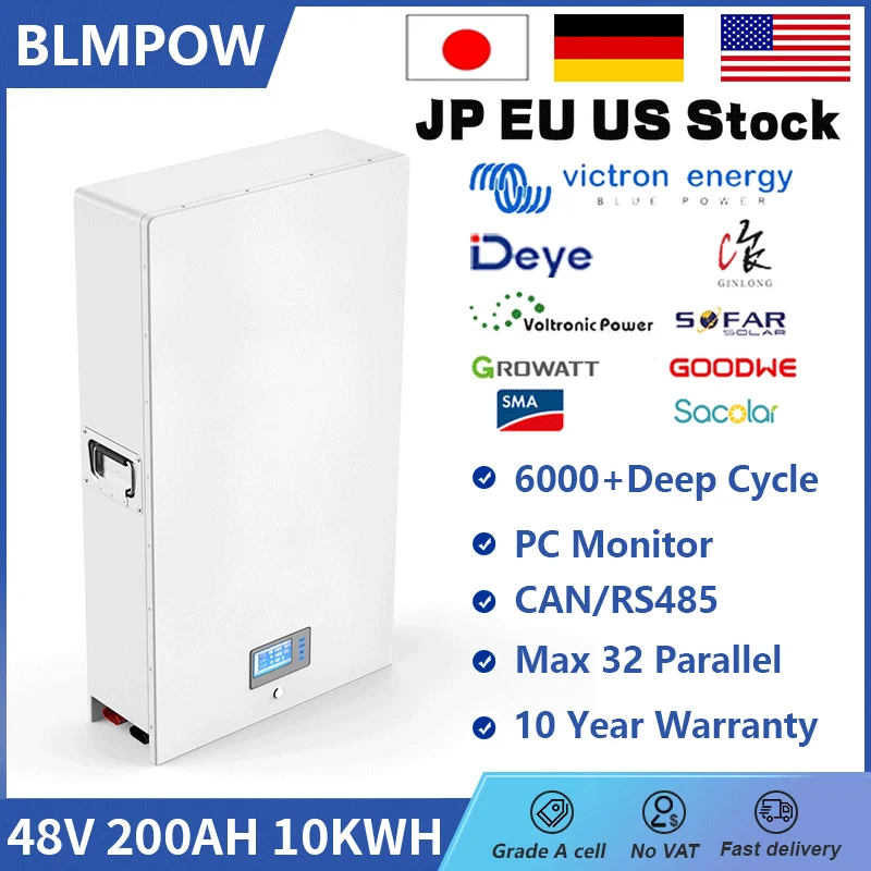 Power Wall 48v 200ah 100ah Lifepo4 Battery Pack 5kwh 10kwh Powerwall 6000 Cycle Solar Lithium ...