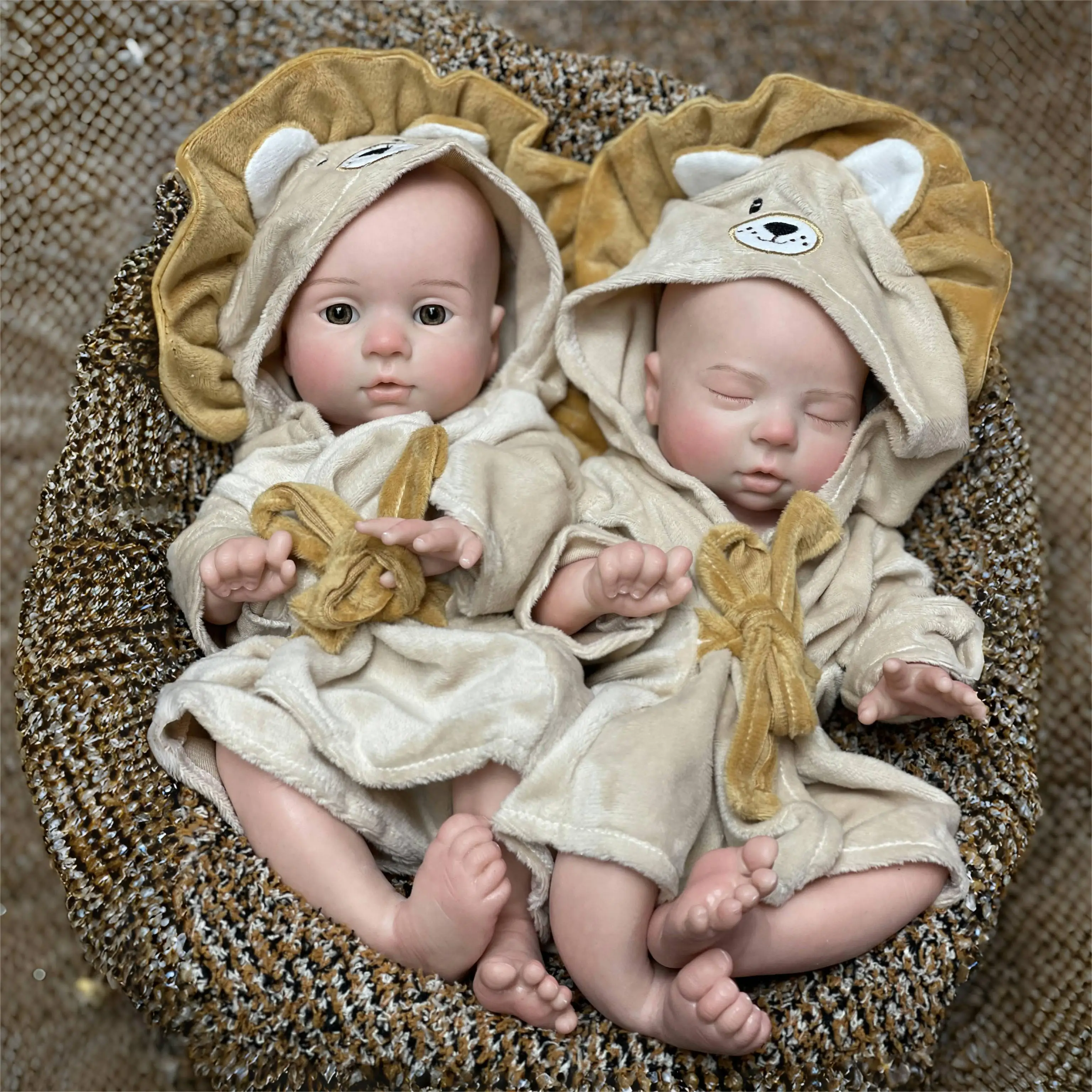 33CM-Silicone-Baby-Girls-Bebe-Reborn-Dolls-Close-Open-Eyes-Painted-Full ...