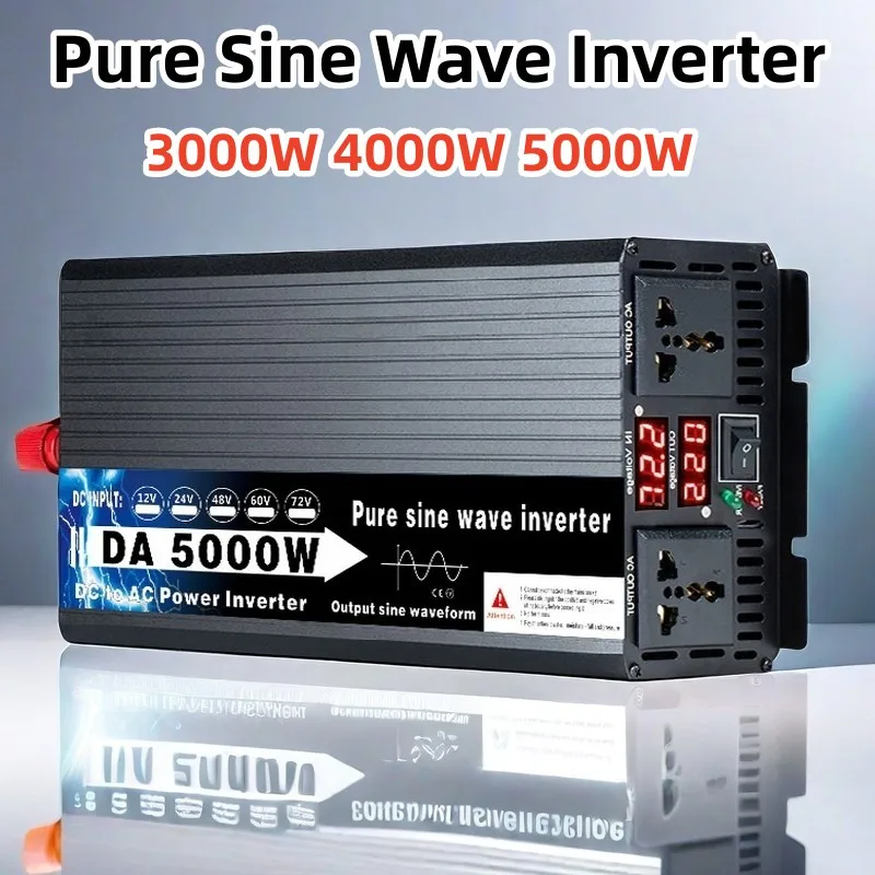 3000W 4000W 5000W Pure Sine Wave Inverter DC 12V 24V 48V 60V 72V to AC ...