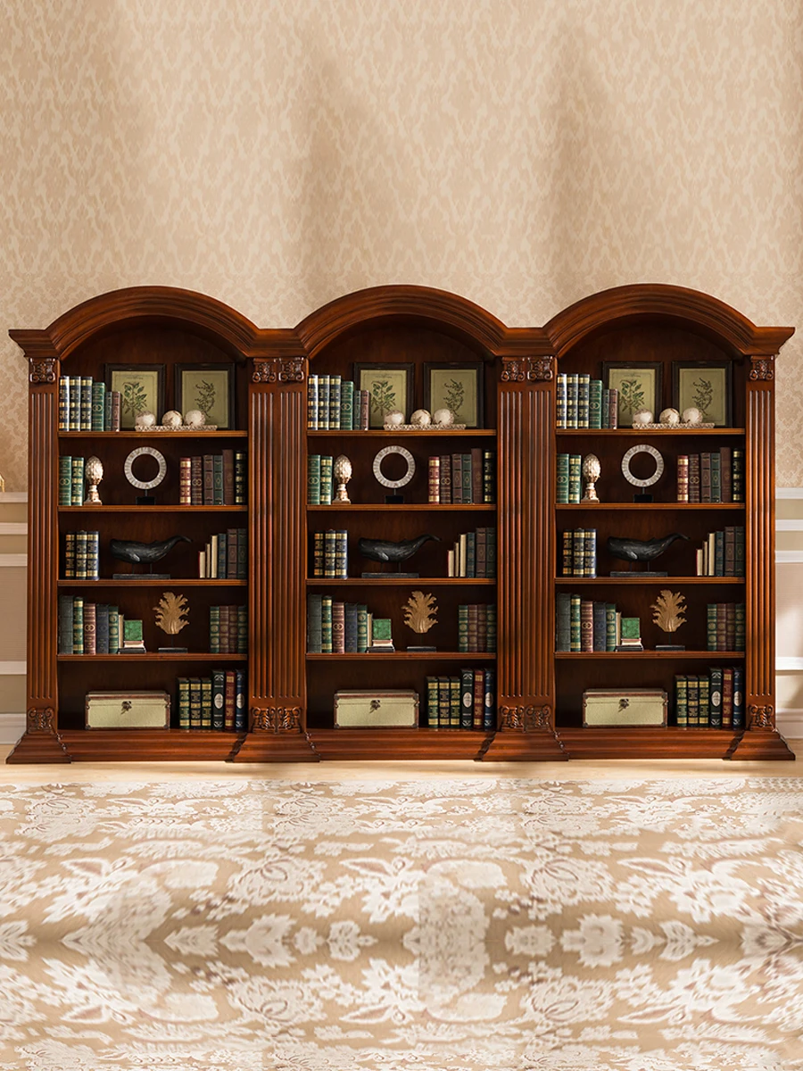 American-solid-wood-bookcase-European-vintage-study-multi-layer ...