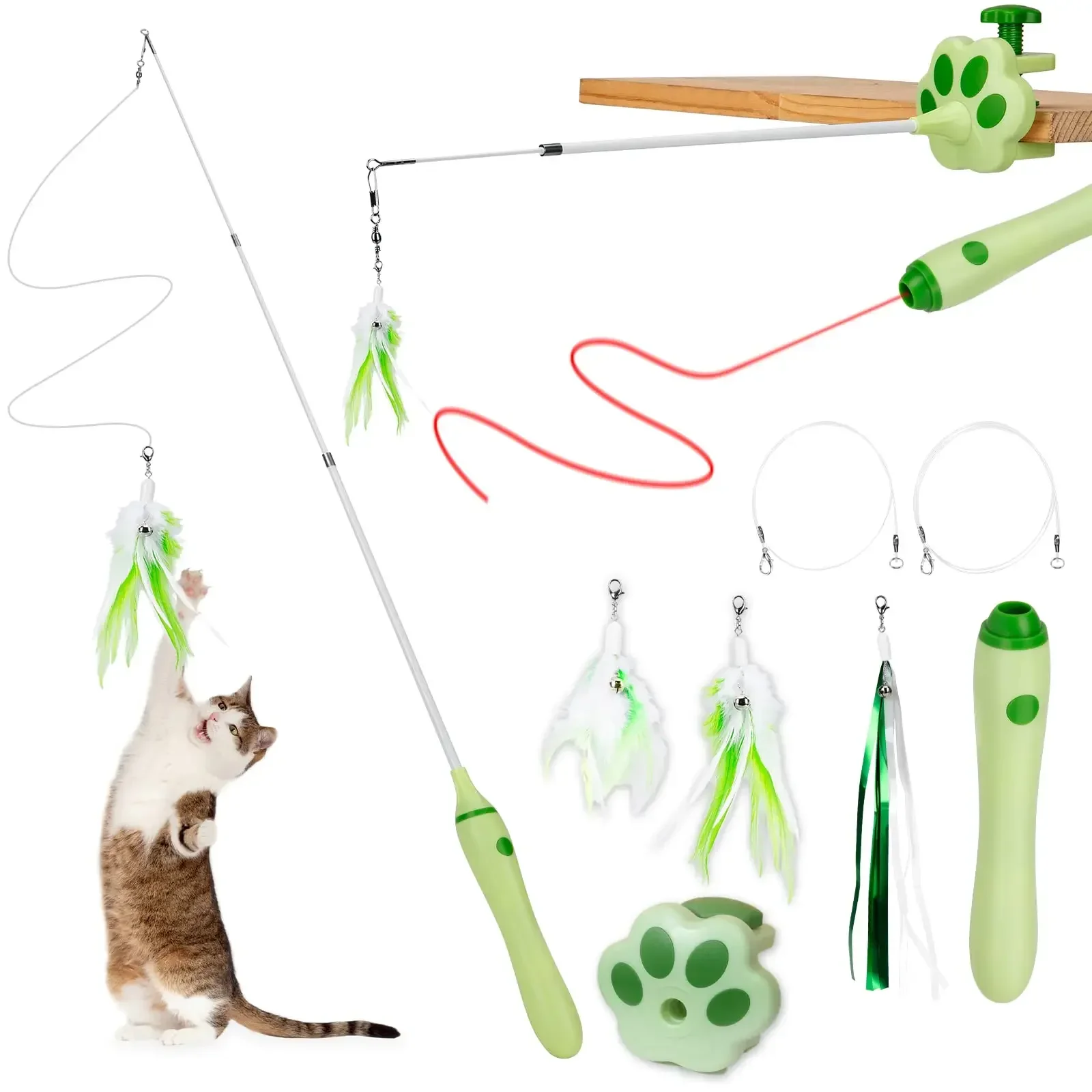 Retractable-Cat-Sticks-Laser-Cat-Toy-Interactive-Feather-Teaser-Wand ...