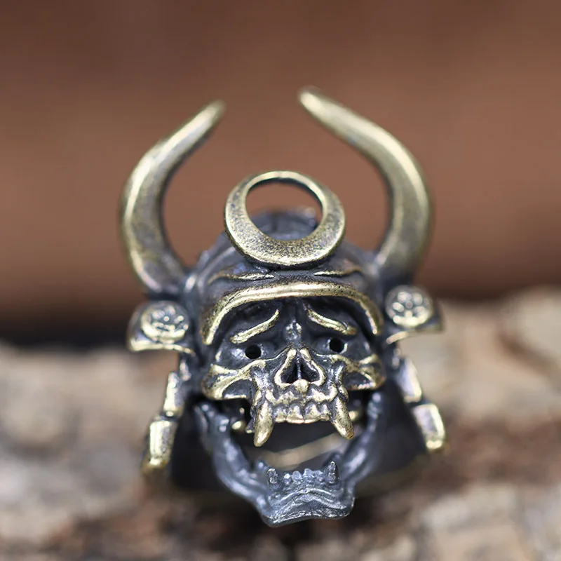 Movable-Chin-Japanese-Skull-Samurai-Helmet-Brass-Knife-Beads-EDC ...