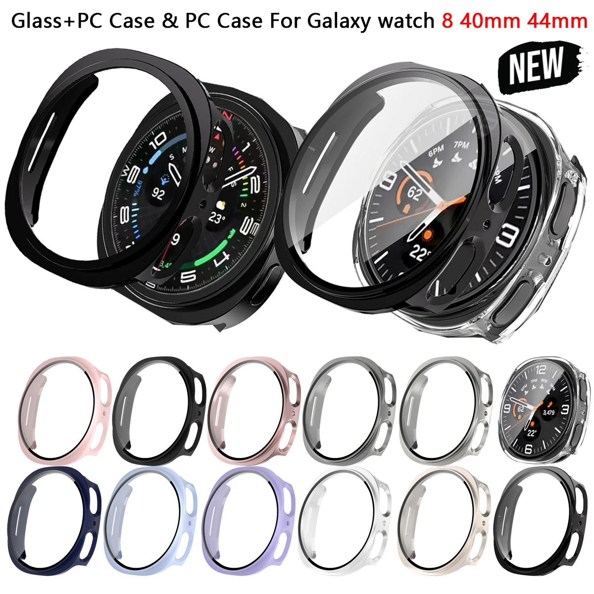 Vidrio + funda para Samsung Galaxy watch 8, 40mm, 44mm, resistente a ...