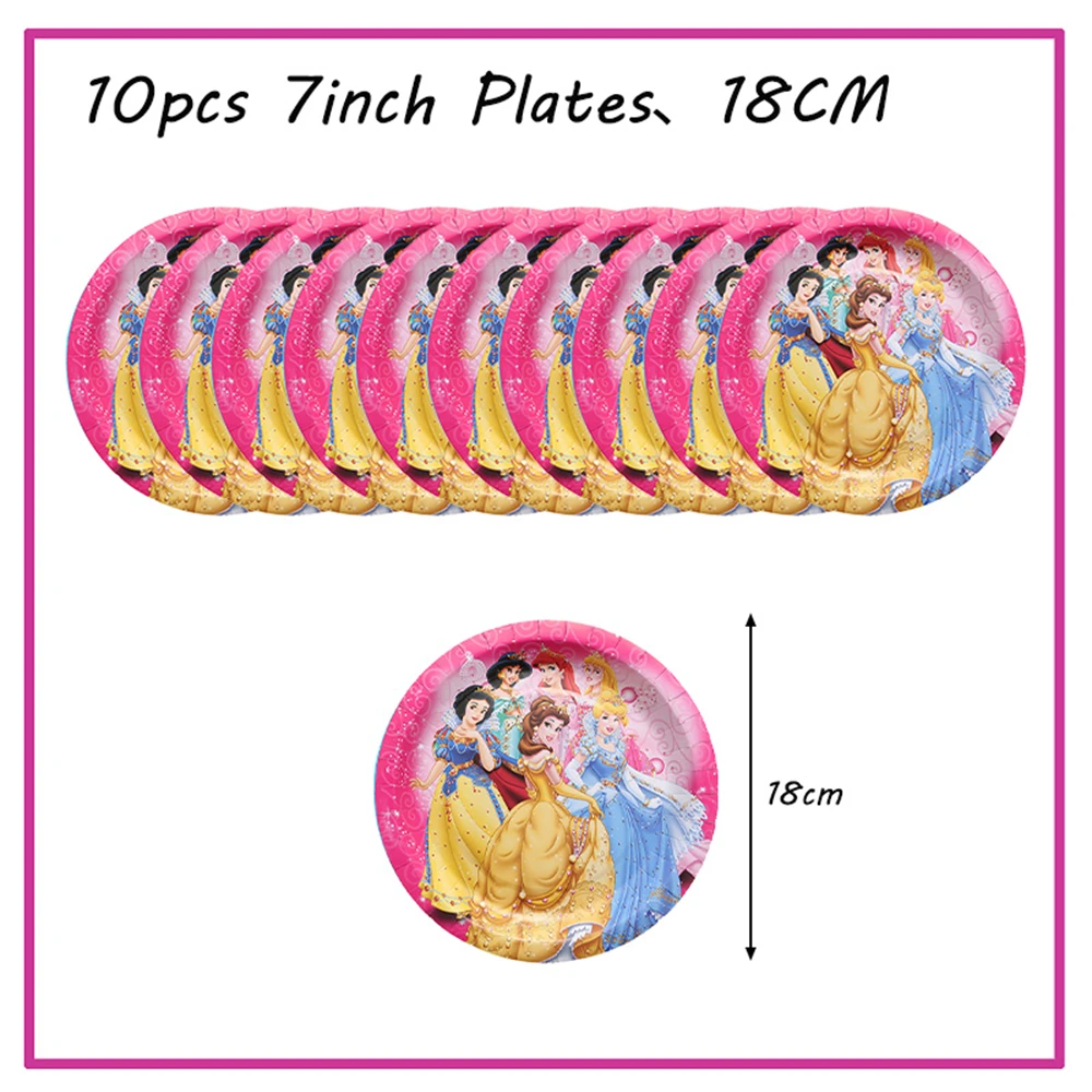 Suministros de decoración para fiestas de cumpleaños de princesas de Disney, platos de papel ...