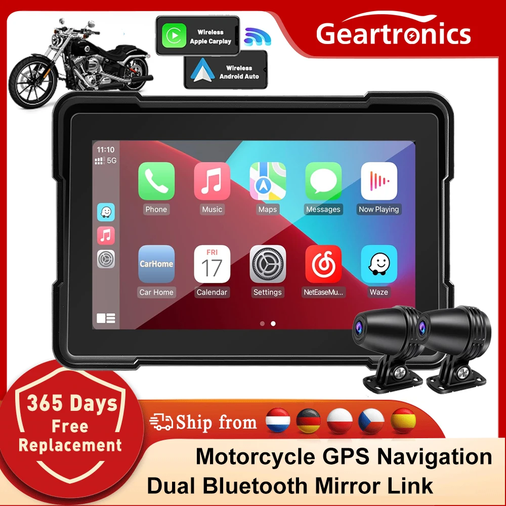 GEARELEC-CarPlay-Android-Auto-Portable-Motorcycle-Screen-5-inch-Dual ...
