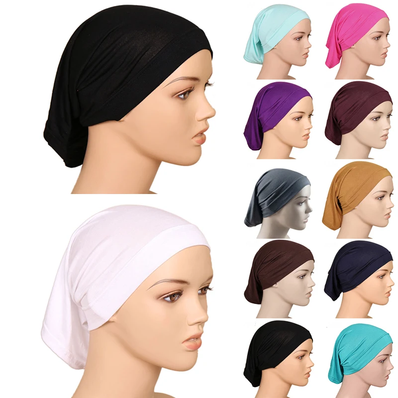 Cotton Modal Undercap Plain Soft Stretchy Under Cap Hijab Bonnet Muslim ...