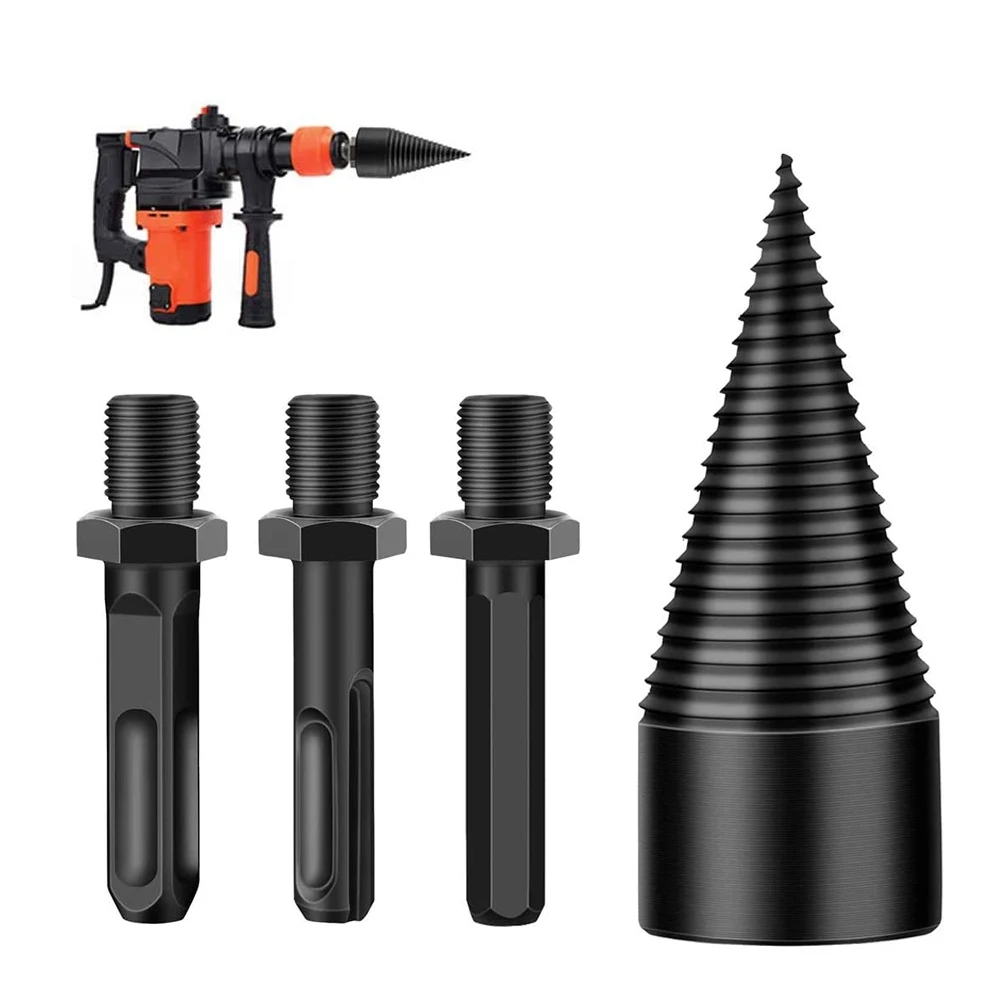 32/42mm Wood Splitter Machine Drill Bit Wood Cone Punch Driver Square ...