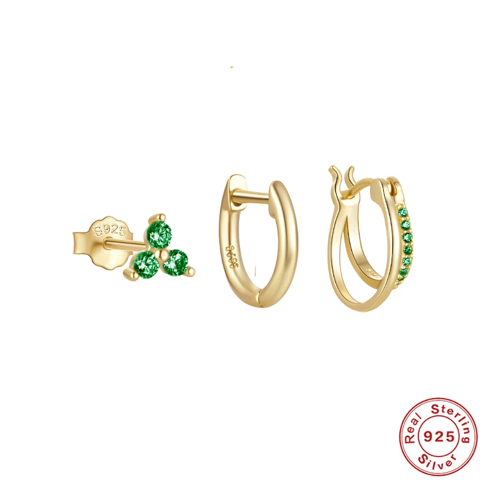 AIDE-3PC-925-Sterling-Silver-Simple-Colors-Rhinestone-Stud-Earrings-for ...