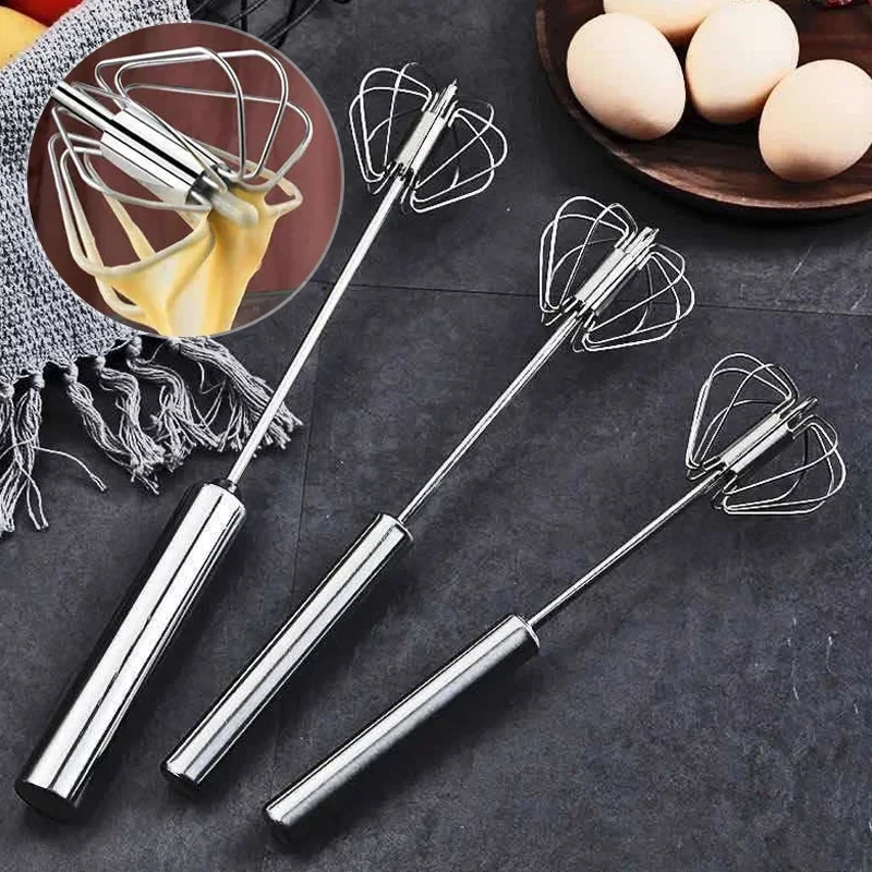 Household Semi-automatic Rotating Egg Beater 304 Stainless Steel Hand ...