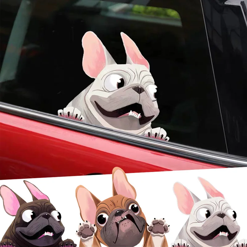 12x14cm-Cute-Cartoon-Dog-Car-Window-Stickers-Puppy-Bulldog-Decals-Car ...