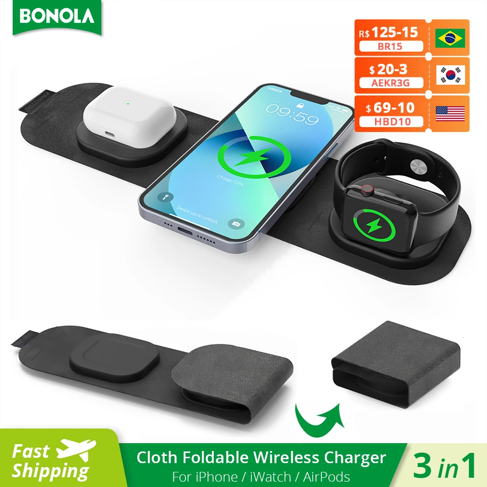 Portable 3 1 Travel Wireless Charger Foldable - Portable 3 1 Travel ...