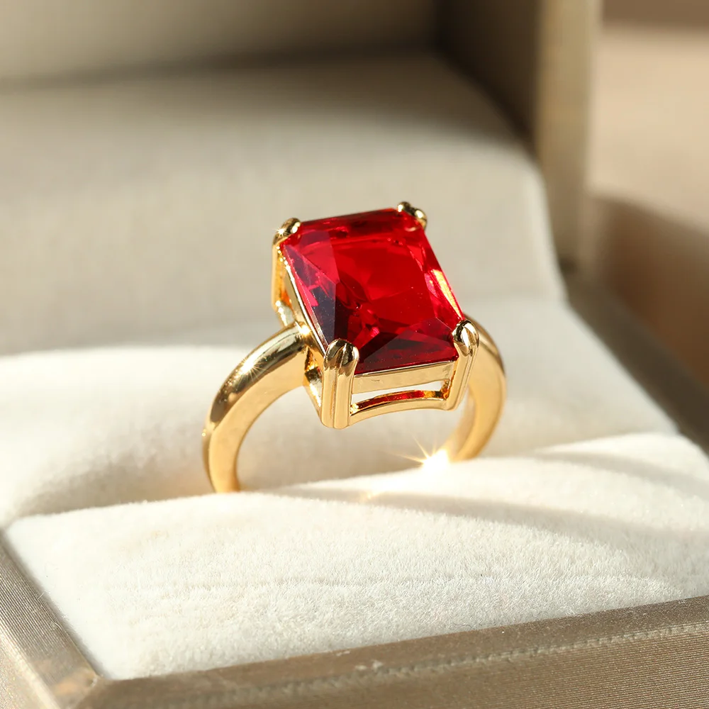 Big-Red-Zircon-Square-Stone-Rings-For-Women-Stainless-Steel-Square-Stone-Adjustable-Gold-Color ...