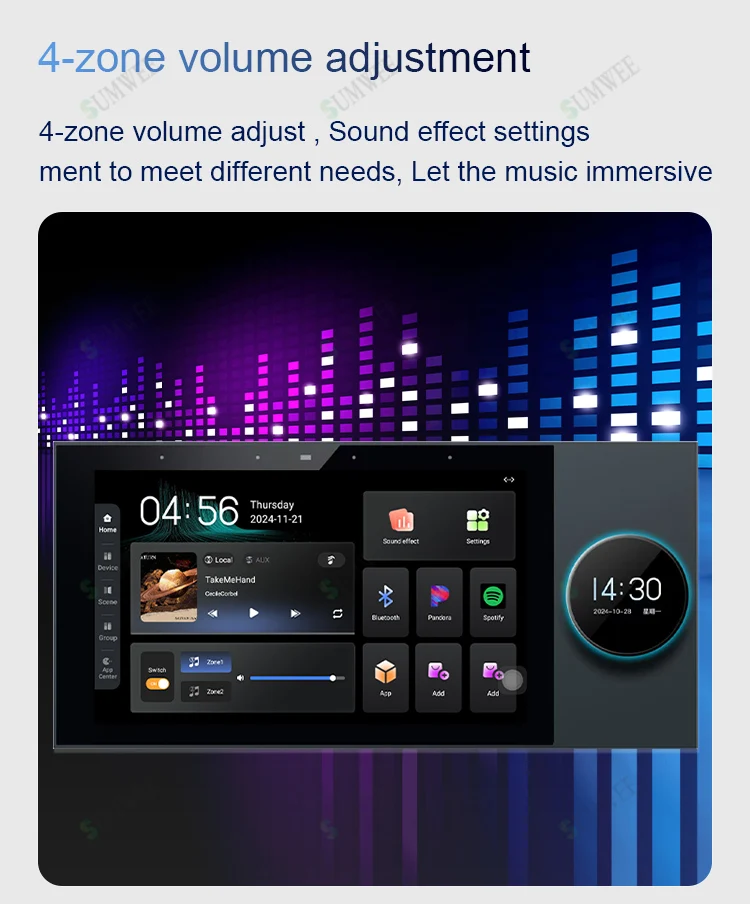 TUYA smart home control Touch Screen panel 2zone audio in wall ...