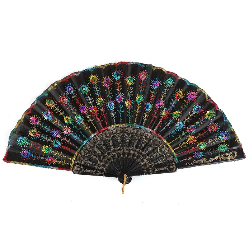 Beautiful-Decorative-Fans-Plastic-Cloth-Folding-Hand-Pattern-For-Party ...