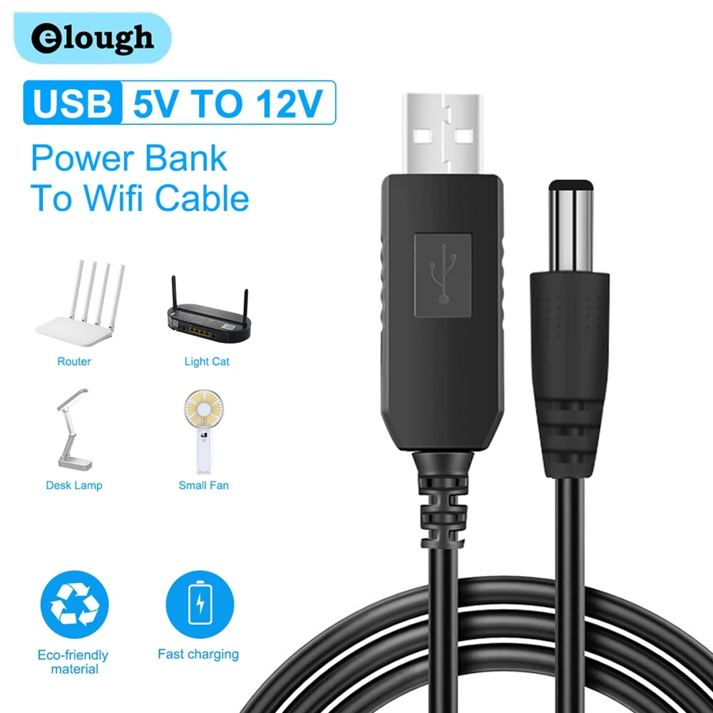 Elough-USB-DC-12v-9v-Cable-WiFi-to-Powerbank-Cable-Connector-DC-5V-to ...