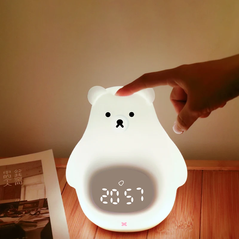 New Alarm Clock Night Light With Sleep Light Timing Silicone Night Lamp ...