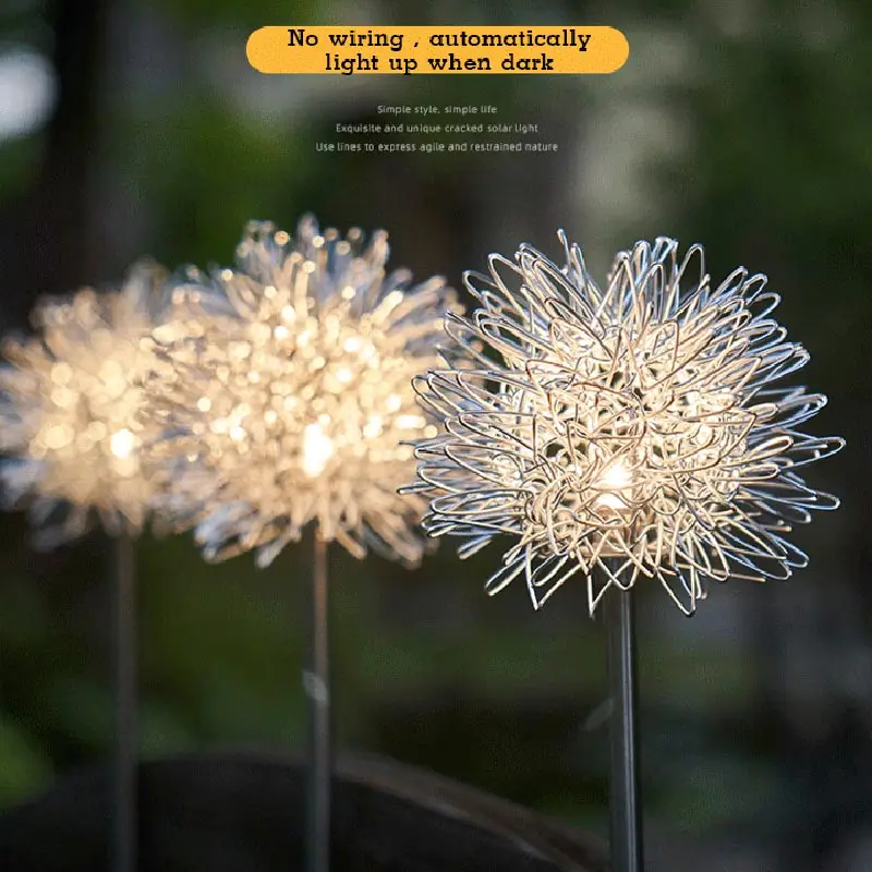 Solar Ground Lamp Led Aluminum Wire Ball Lamp Dandelion Modeling Lamp ...