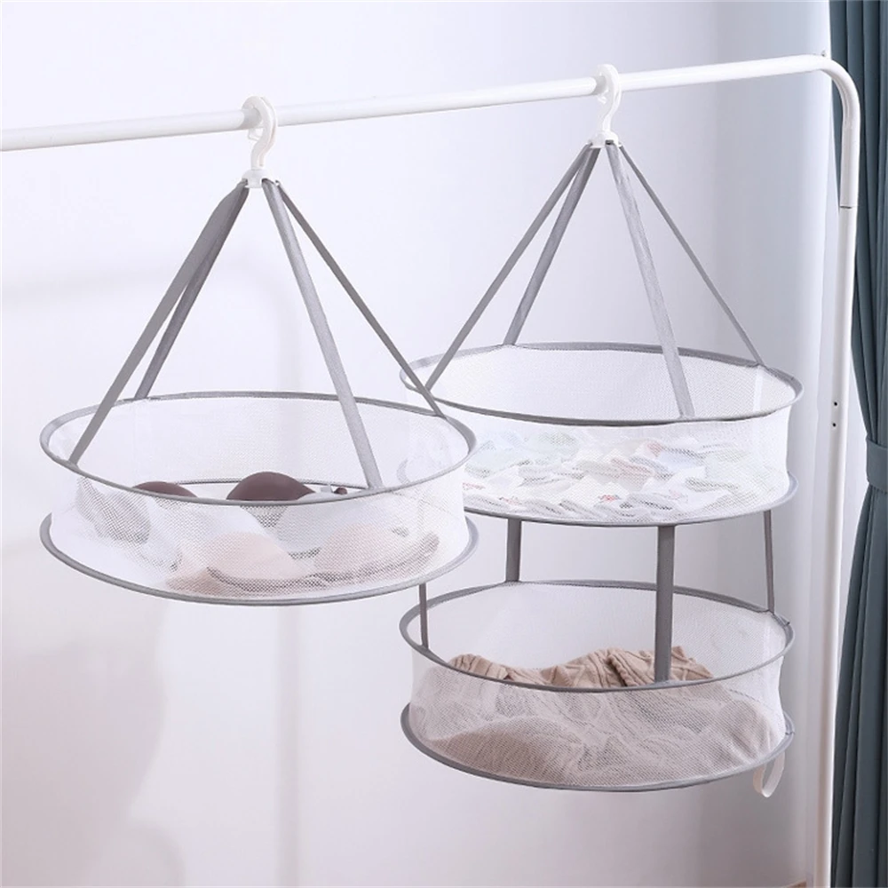 Multi-function Drying Basket Double Layer Storage Hanging Home Foldable ...