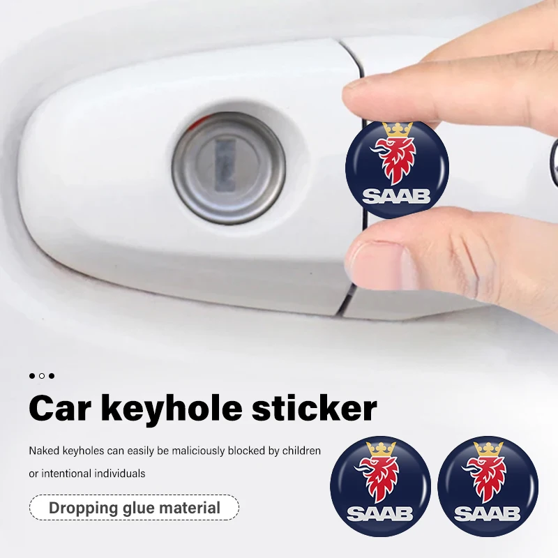 8pcs Car Door Keyhole Sticker Anti-blocking Lock Protection For SAAB 9 ...