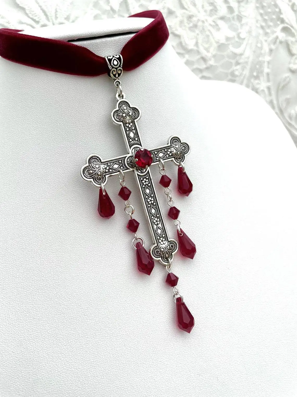 Gothic-Vampire-Cross-Necklace-For-Women-Man-Alternative-Witch-Jewelry ...