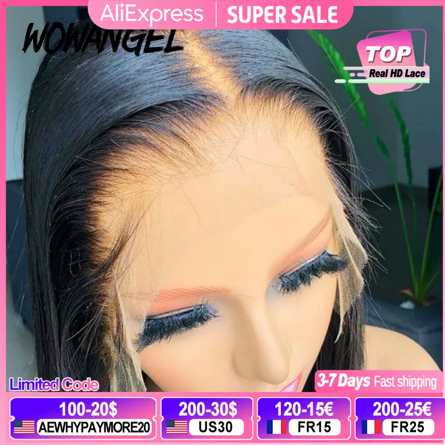Wow Angel SKINLIKE Real HD Lace Front Wigs Short Bob Wig Blunt Cut Wig 13x4 HD Lace Frontal ...