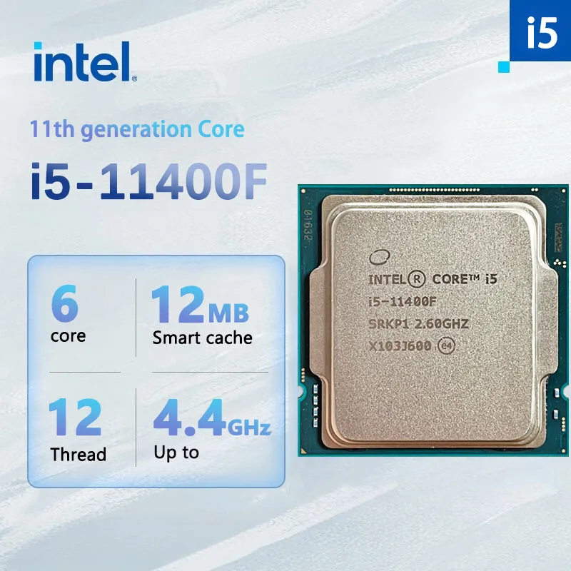 Procesador Intel Core i5-11400F, nuevo procesador de CPU i5 11400F de 2,6 GHz, seis núcleos y 12 ...