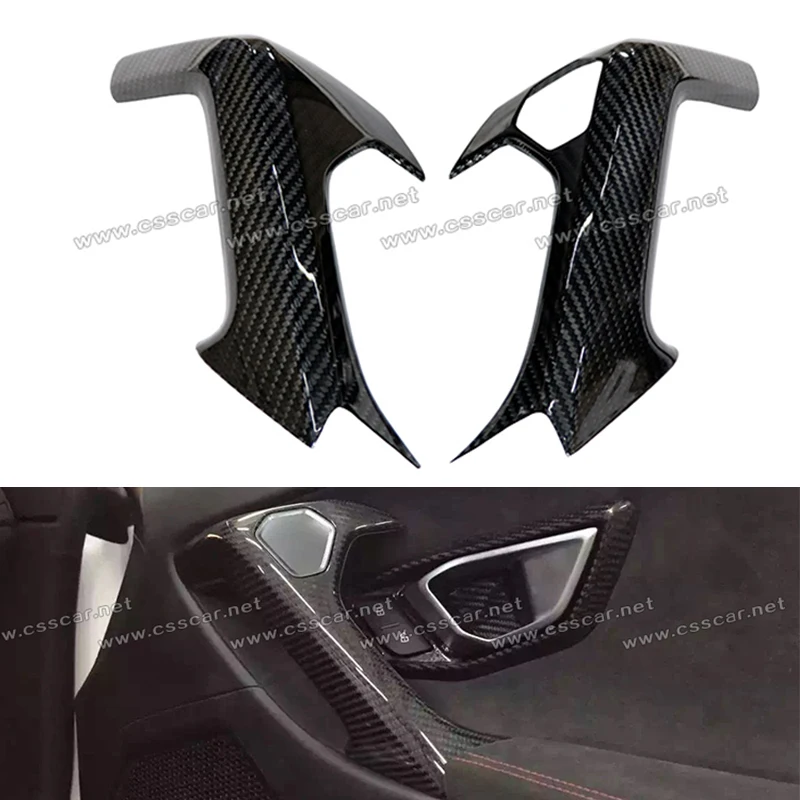 Real-Carbon-Fiber-Inner-Door-Handle-Stick-On-Type-Interior-Trim-Cover ...