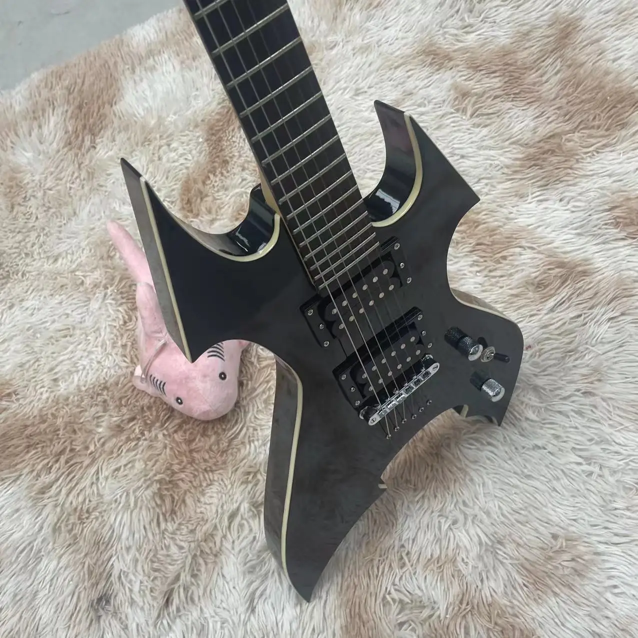 B-C-6-split-string-electric-guitar-black-body-rose-wood-fingerboard ...