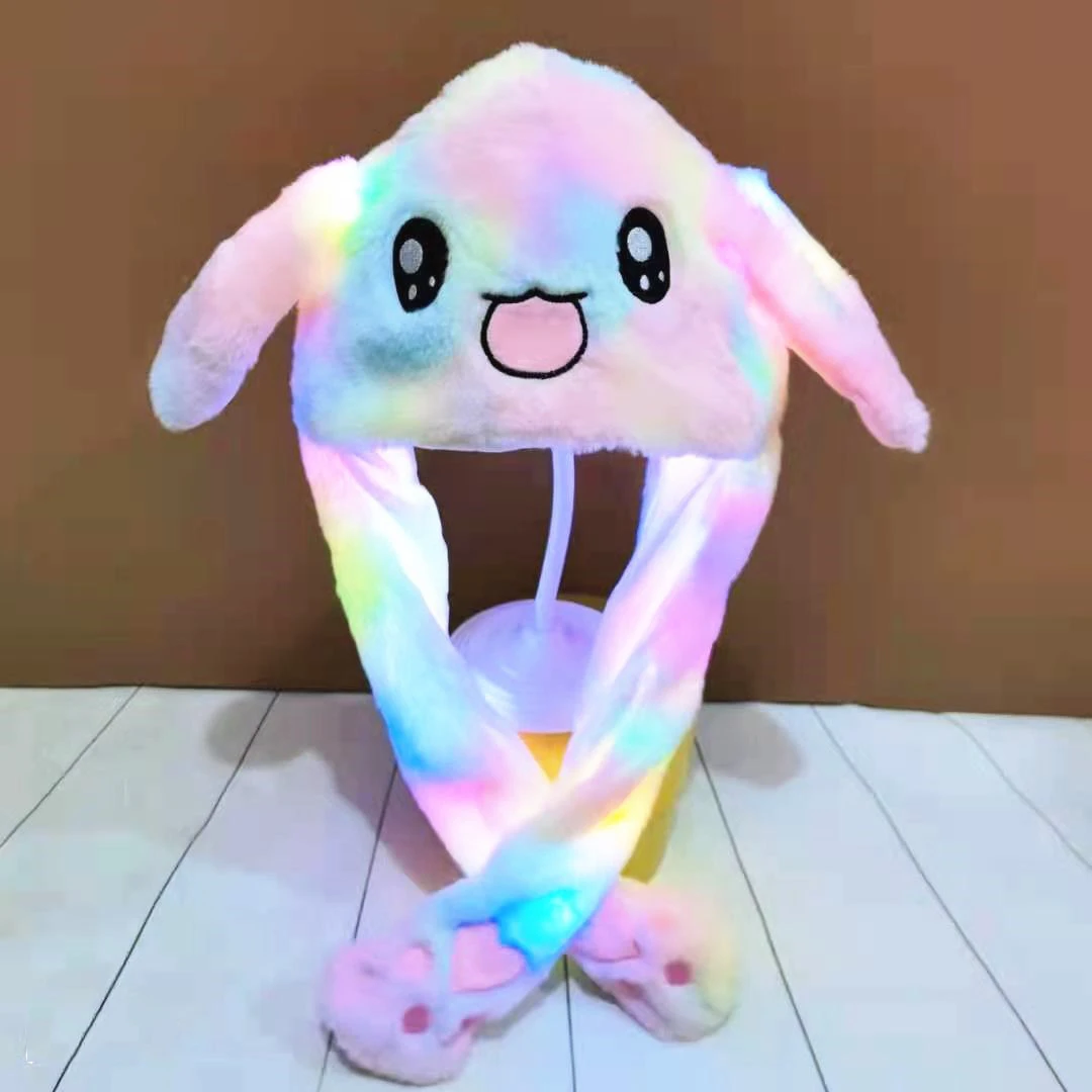 Glowing Bunny Hat Ear Moving Airbag Hat Cute Plush Funny Toy Children ...
