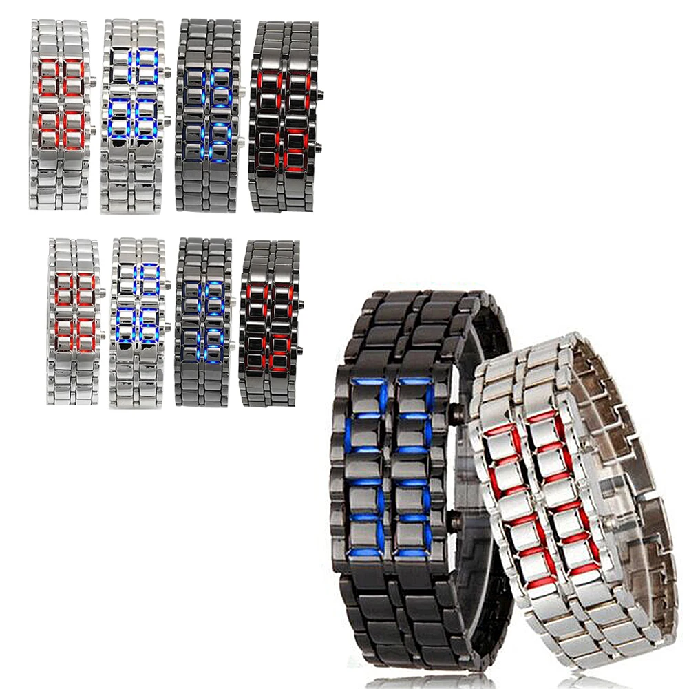 Fashion-Black-Full-Metal-Digital-Lava-Wrist-Watch-Men-Red-Blue-LED ...