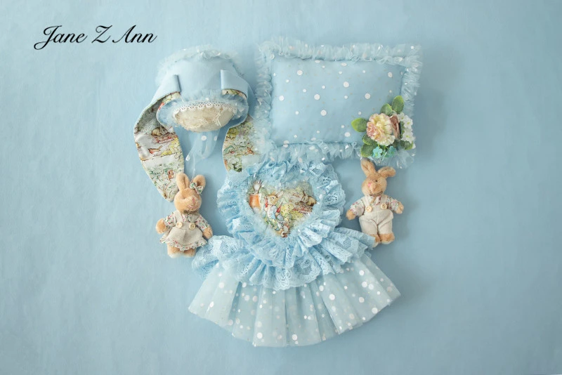 Lace Rabbit Princess Dress Set Pillow Bodysuit Bunny Doll Newborn Baby ...