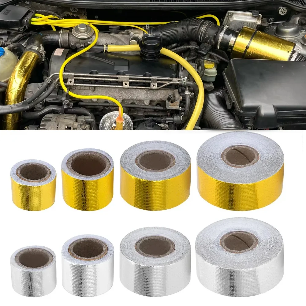 2.5/5cm 1m 2m 5m 10m Gold Car Motorcycle Exhaust Wrap Pipe Header Heat ...