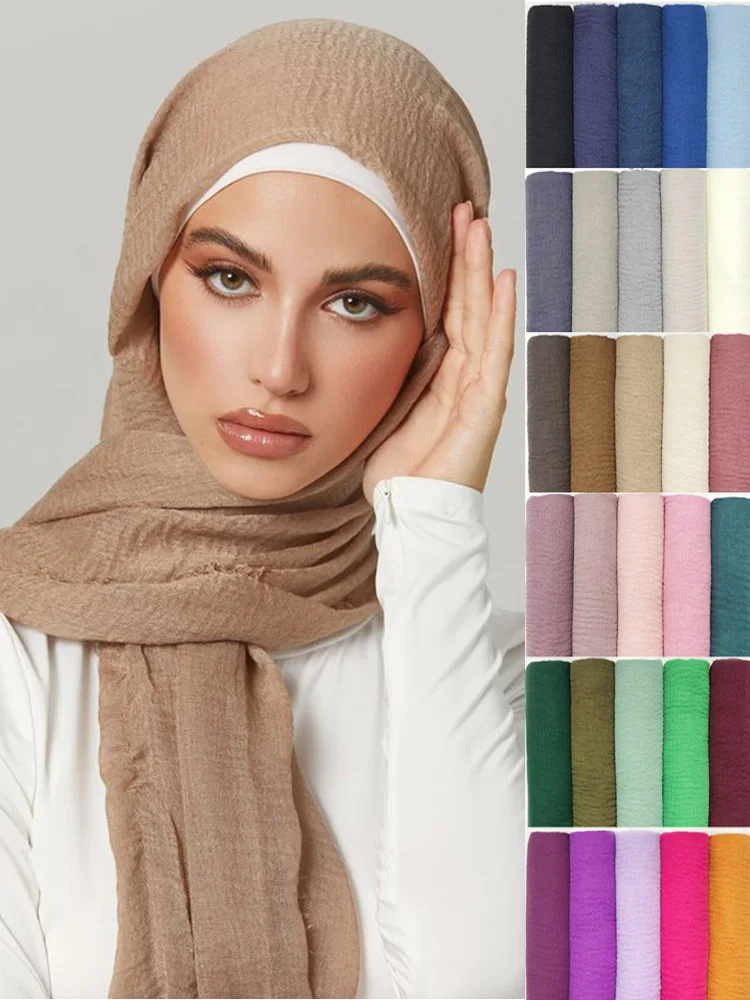 Foulard-Hijab-Froiss-en-Coton-Doux-pour-Femme-Musulmane-Ch-le-Islamique ...