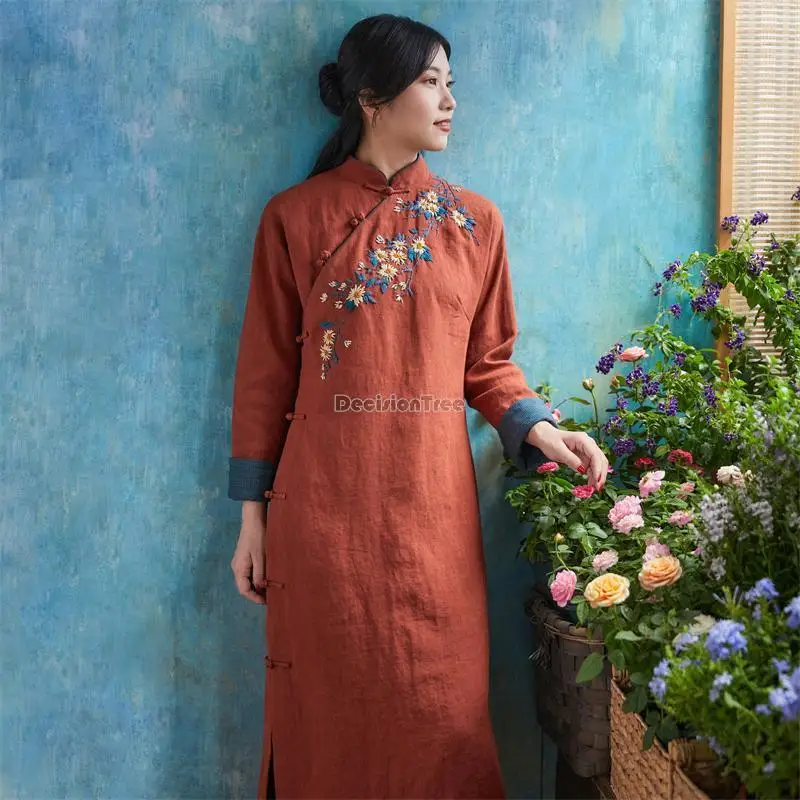 Chinese-style-embroidery-qipao-female-cheongsam-improved-dress-autumn ...