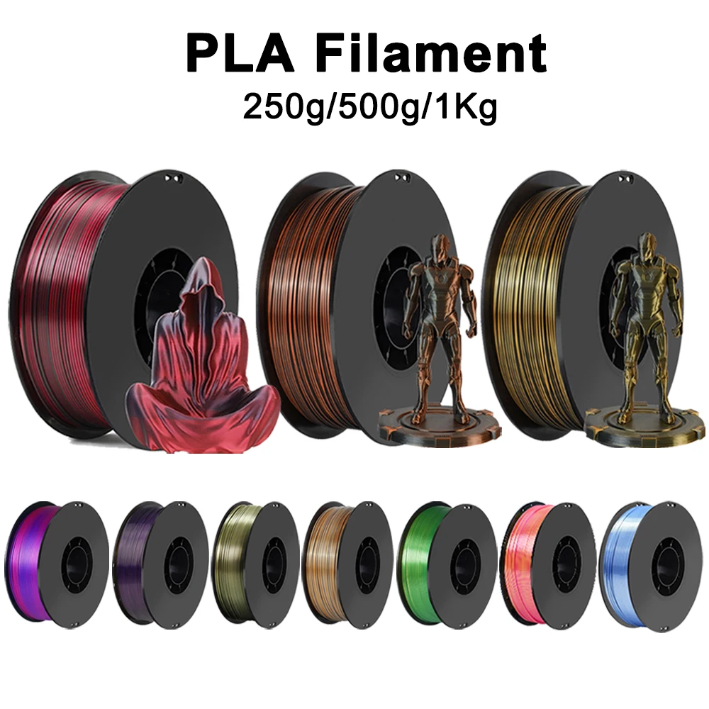 250g 500g 1Kg PLA Filament Silk Black Red 3D Printer Two Color 1.75mm ...