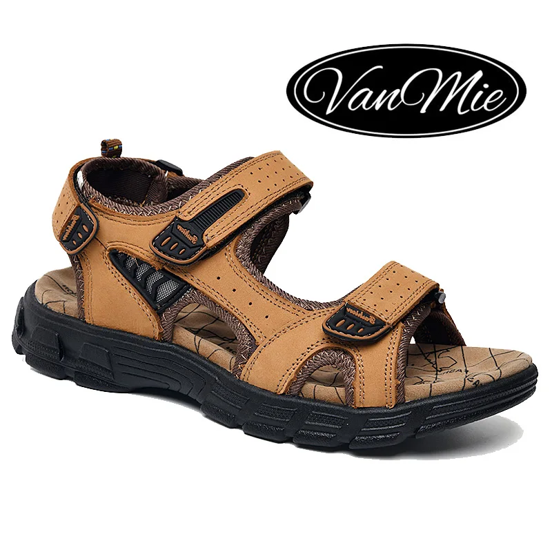 Vanmie-Sandalias-de-cuero-para-hombre-calzado-de-playa-estilo-Gladiador ...