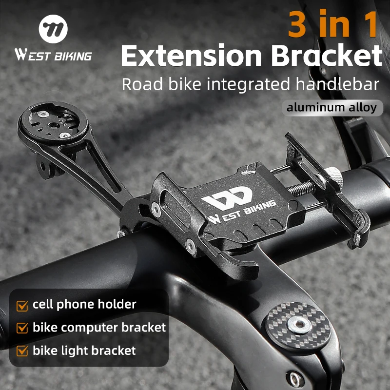 WEST BIKING 3 In 1 Integrated Handlebar Extension Bracket Bike Phone ...