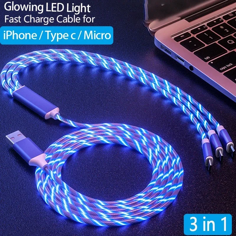 3-in-1-Glowing-Cable-Mobile-Phone-Charging-Cables-LED-Light-Micro-USB ...
