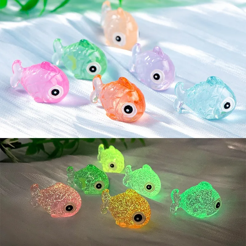 10Pcs Luminous Fish Miniatures Cute Small Fish Ornament Glow At Night ...